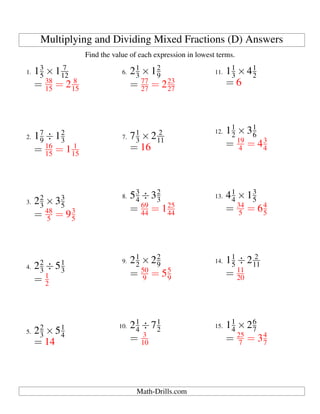Fractions multdiv mixed_004 | PDF