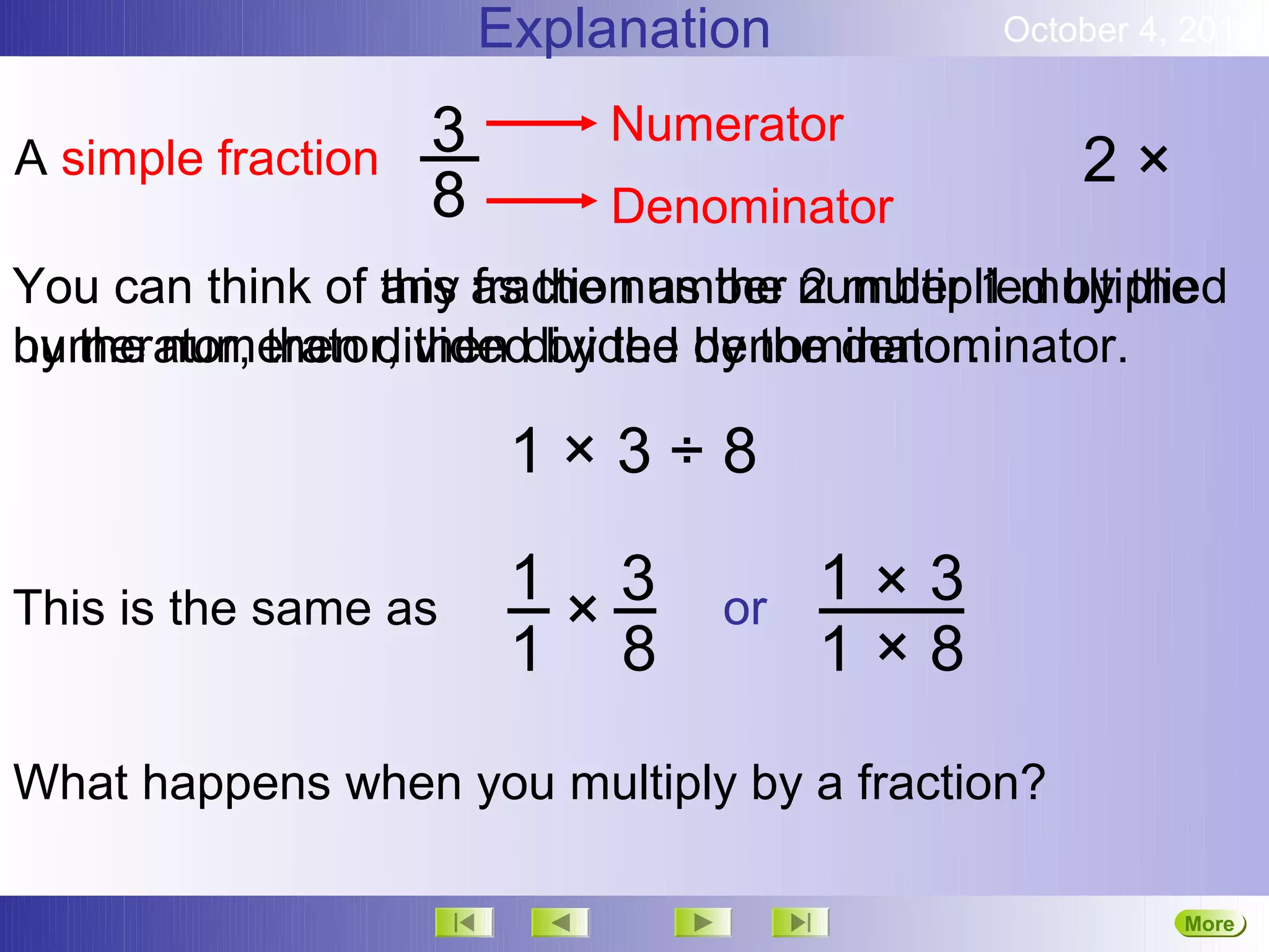 Fractions multiplicatin | PPT
