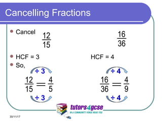 Fractions percentages gcse | PPT