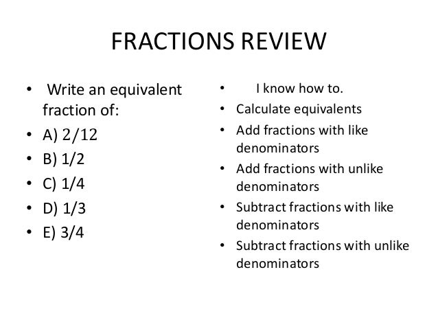 Fractions review