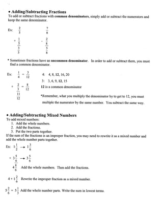 Fraction study guide 2011 adding and subtraction | PDF