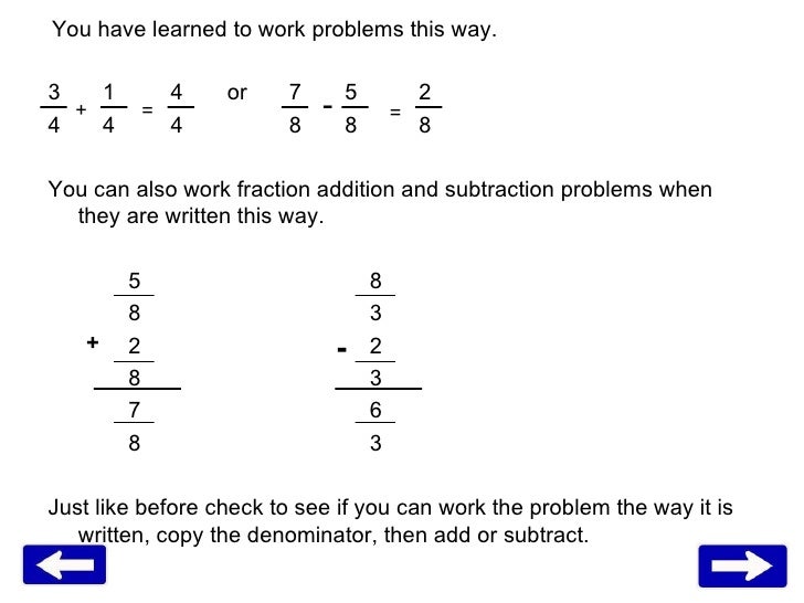 Fractions with like Denominators