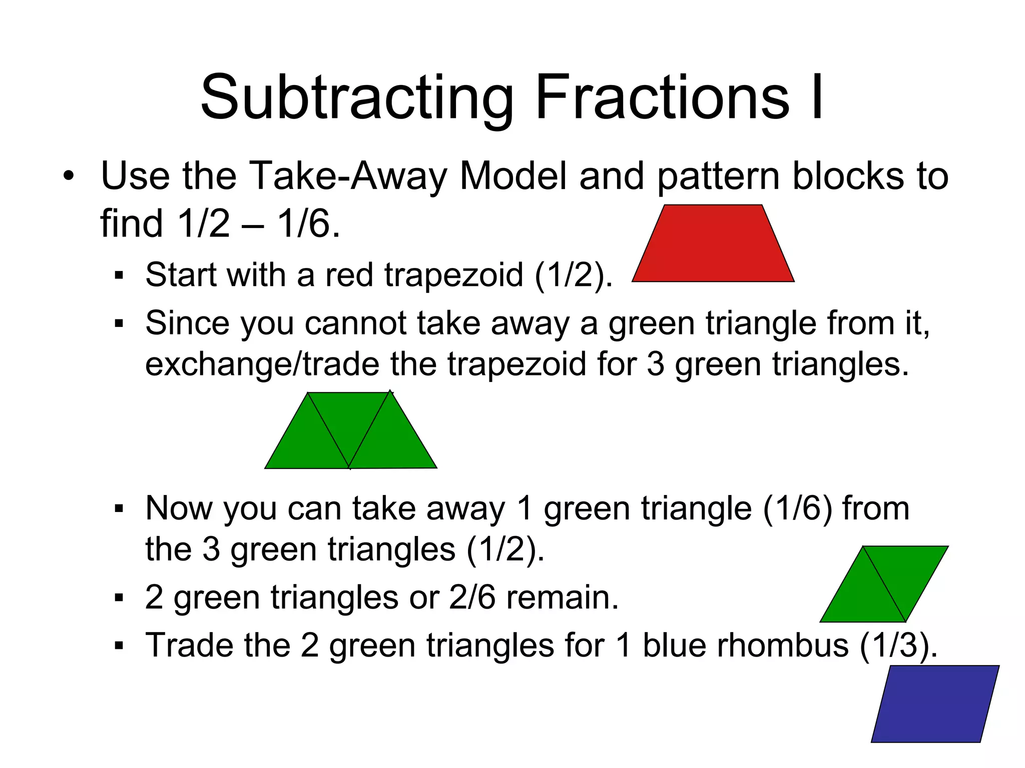 Fractions with pattern blocks (worksheet 9 a).pptx | Physics | Science