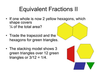 Fractions with pattern blocks (worksheet 9 a).pptx | Physics | Science