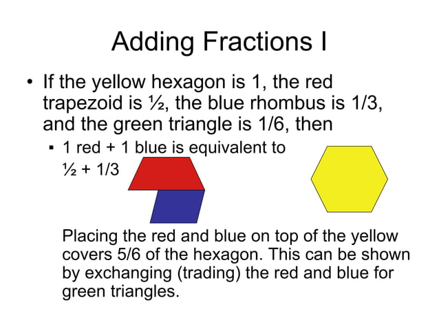 Fractions with pattern blocks (worksheet 9 a).pptx | Physics | Science
