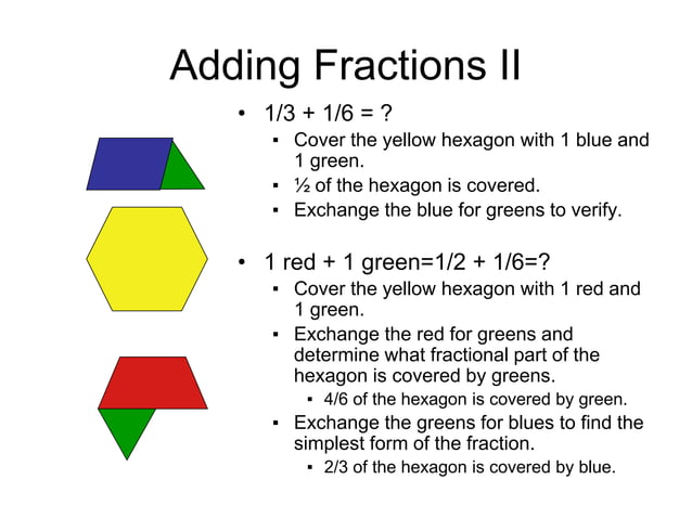 Fractions with pattern blocks (worksheet 9 a).pptx | Physics | Science