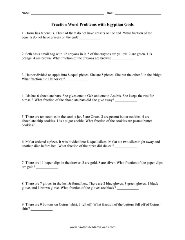 Fraction word problems | PDF