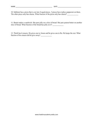 Fraction word problems | PDF