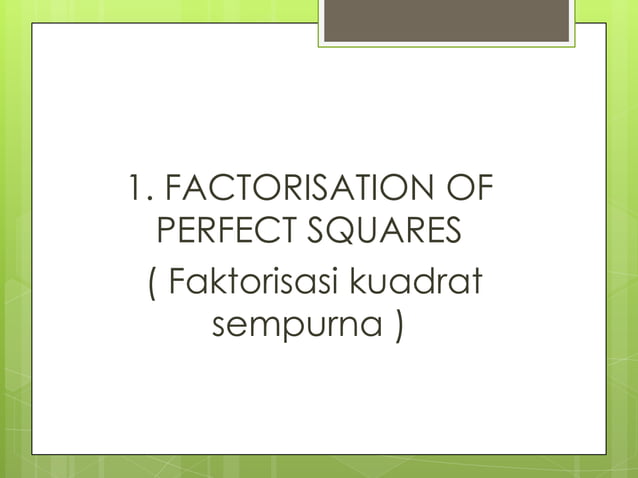 Fractorisation of perfect squares | PPTX