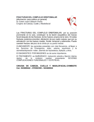 Fracturas del complejo orbitomalar | DOCX