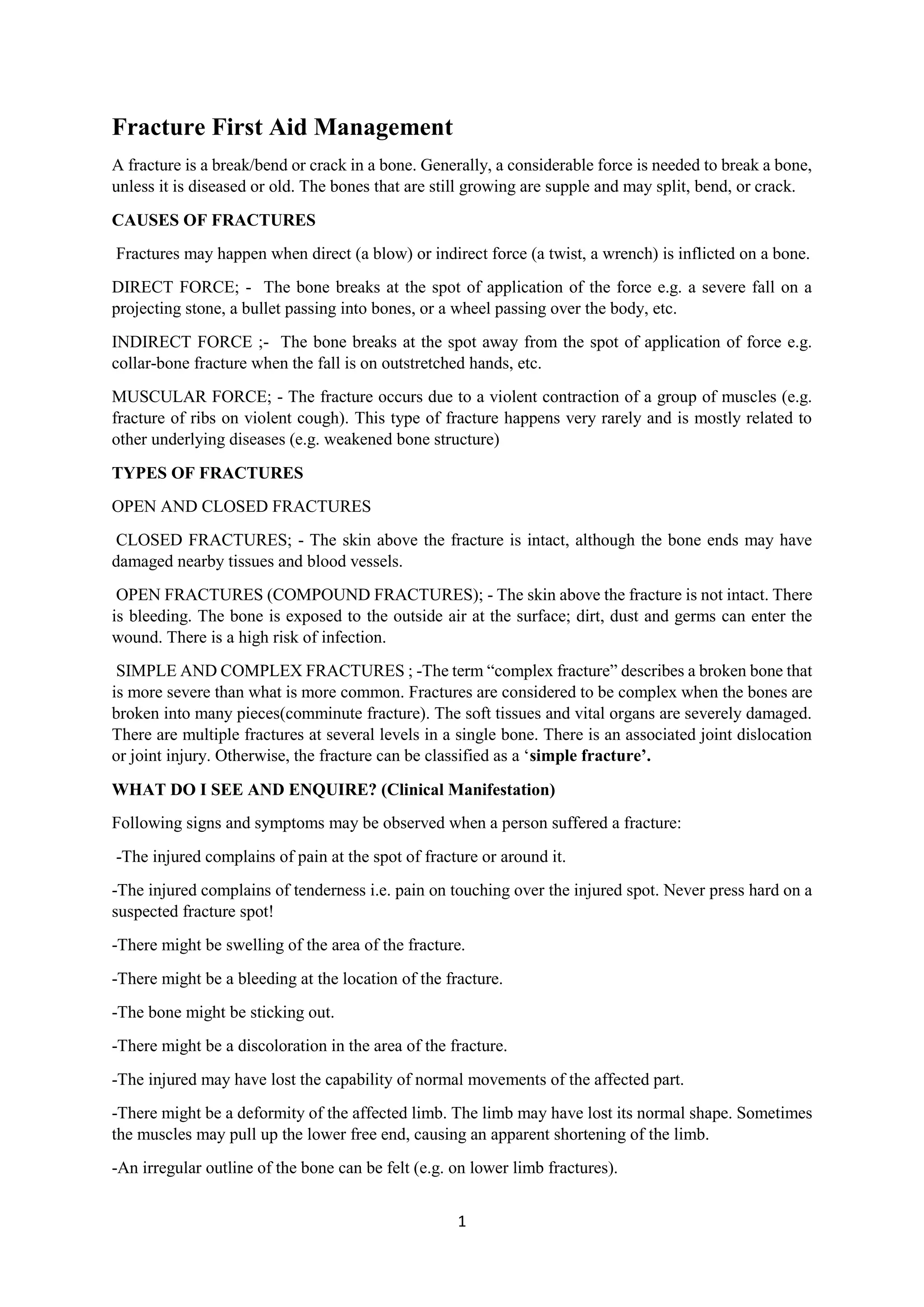 fracture and dislocation.docx | First Aid | Injuries