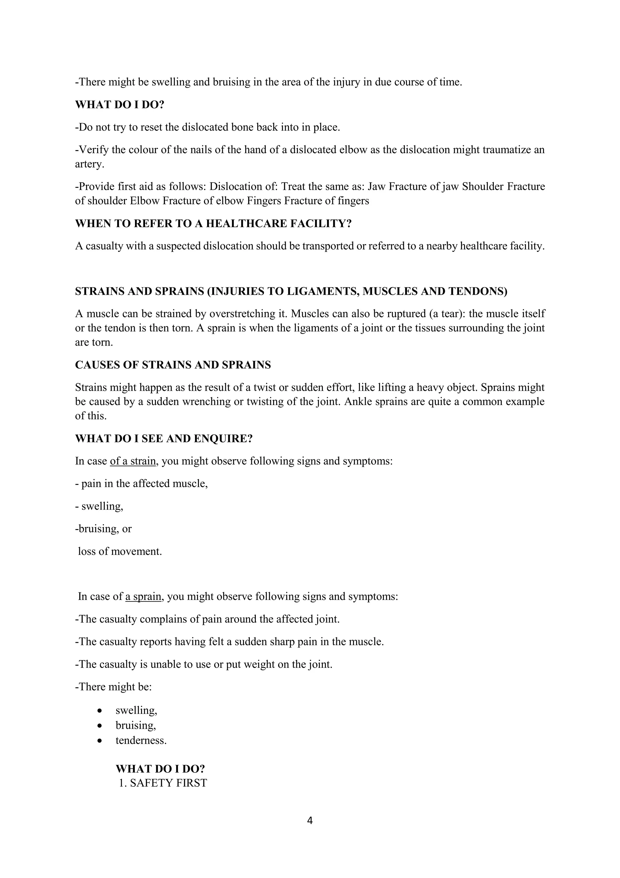 fracture and dislocation.docx | First Aid | Injuries