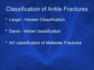 FRACTURES -Brief description on Fractures around Ankle | PPTX