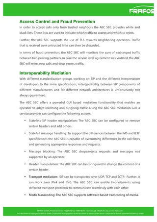 Frafos ABC SBC - Secure peering | PDF