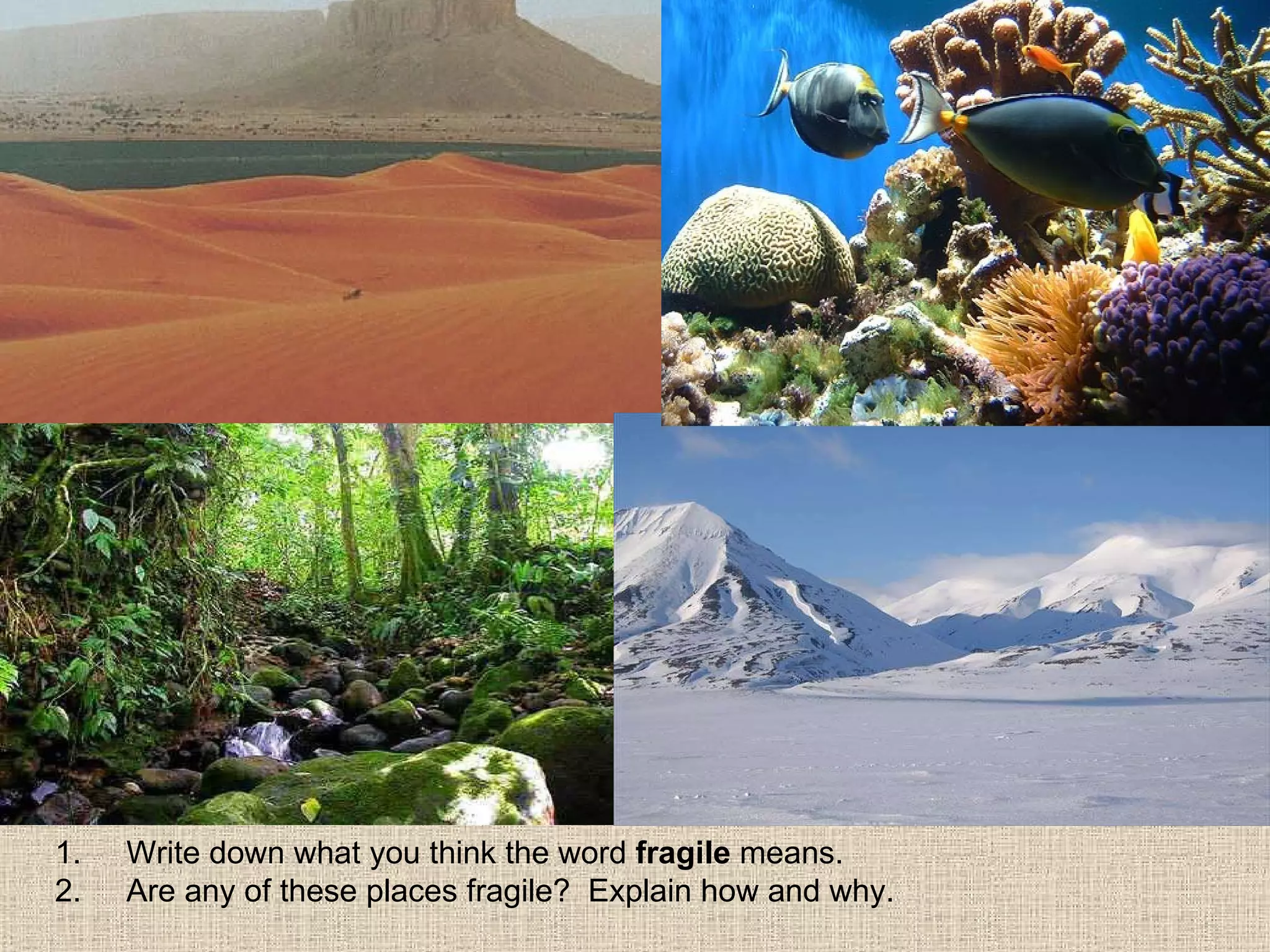 Fragile environments ecosystems starter | PPT