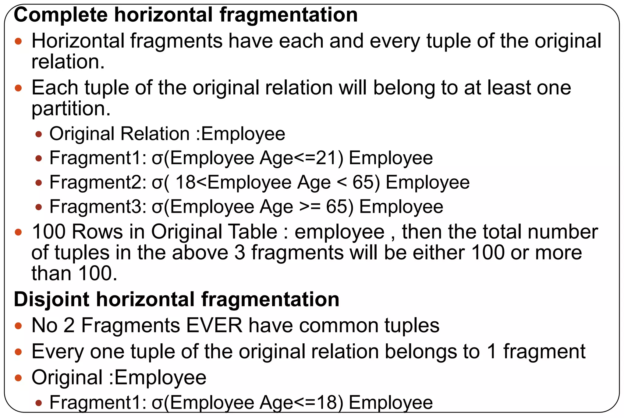 Fragmentation and types of fragmentation in Distributed Database | PPTX