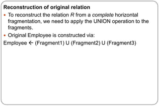 Fragmentation and types of fragmentation in Distributed Database | PPTX