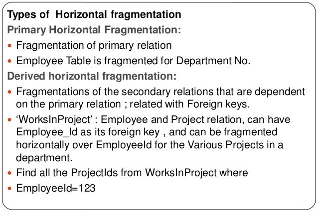 Fragmentation And Types Of Fragmentation In Distributed Database 