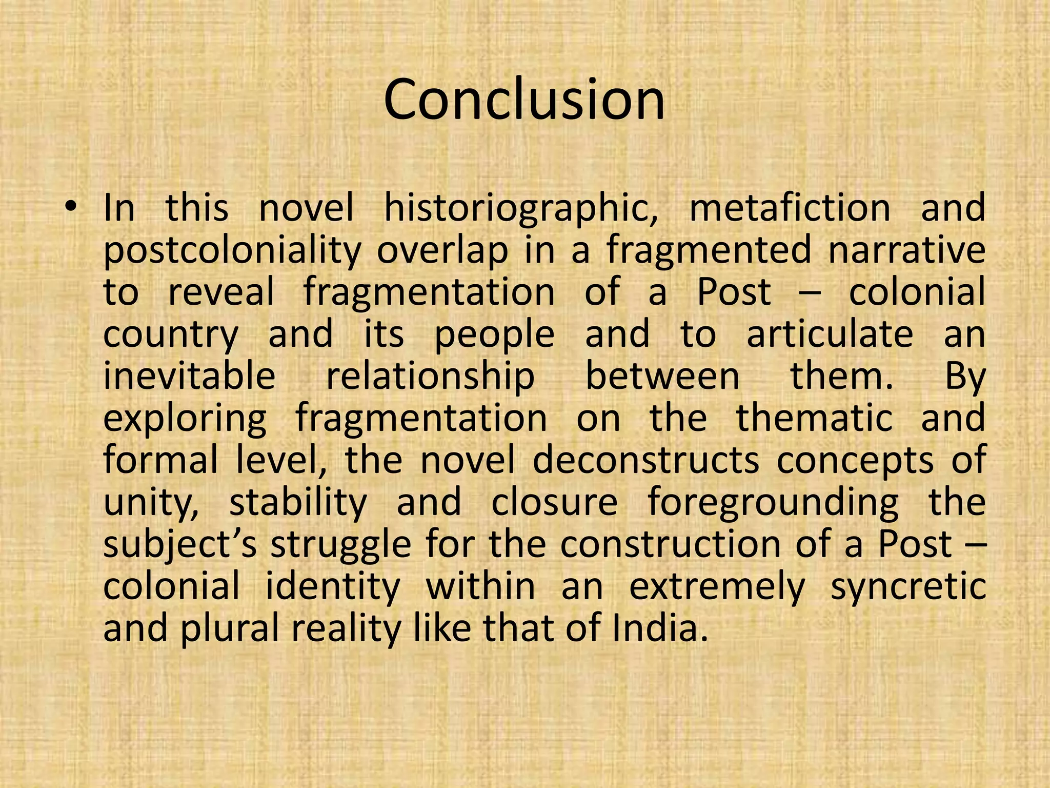 Fragmentation in "Midnight's Children" | PPTX