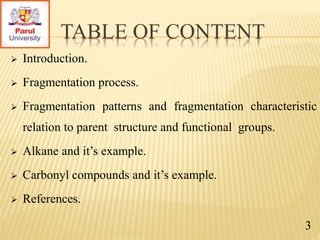 Fragmentation of important functional group- Alkane and corbonyl ...