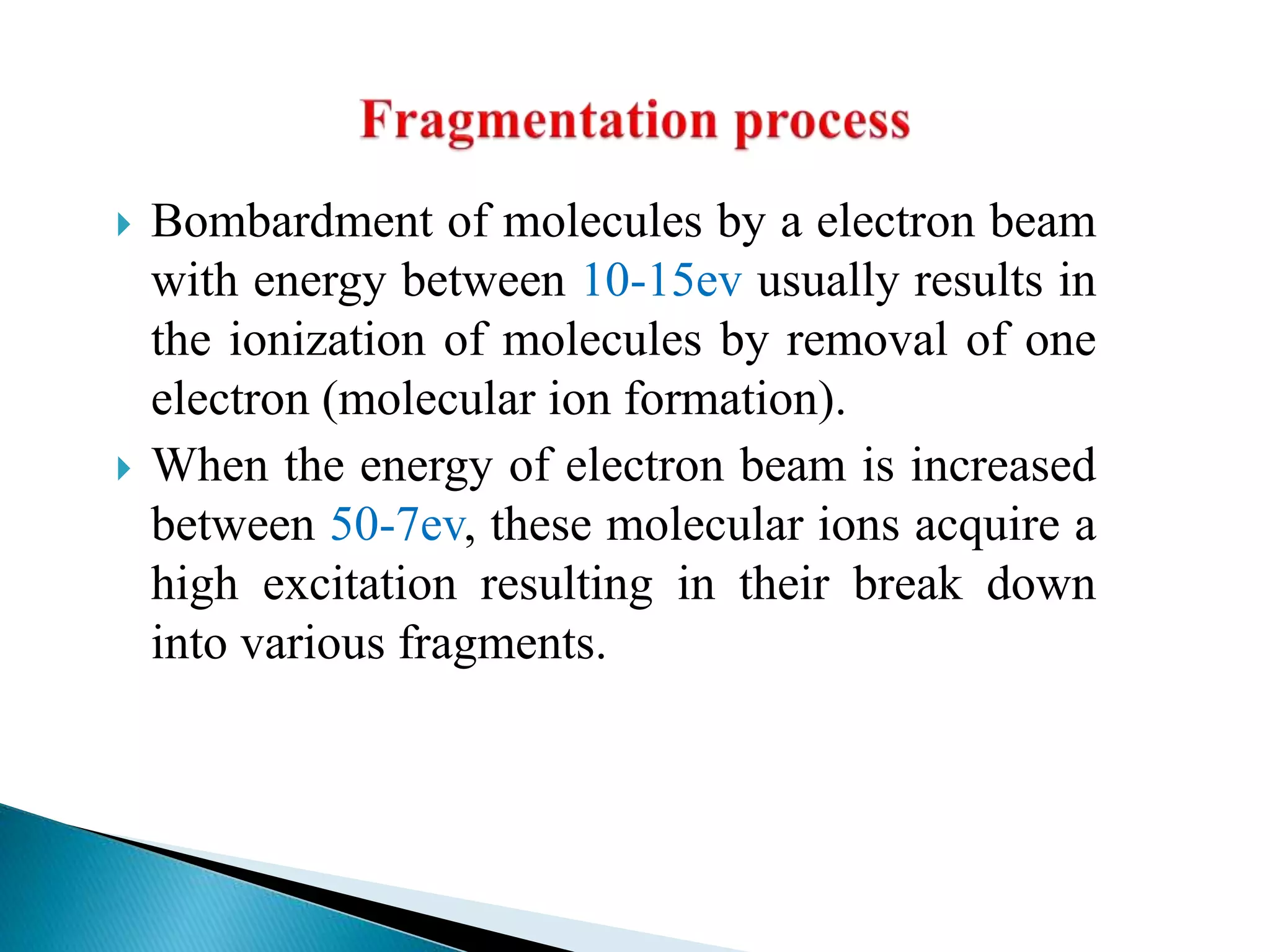 Fragmentation techniques in mass spectroscopy | PPTX