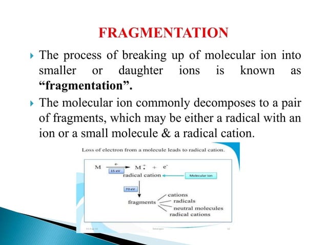 Fragmentation techniques in mass spectroscopy | PPTX | Chemistry | Science