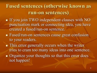 Fragments, Comma Splices and Fused Sentences PowerPoint (1).ppt