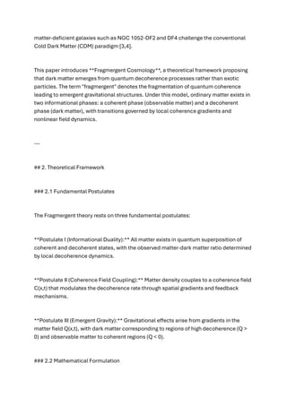 Fragmergent Cosmology, A Unified Theory of Dark Matter via Quantum ...