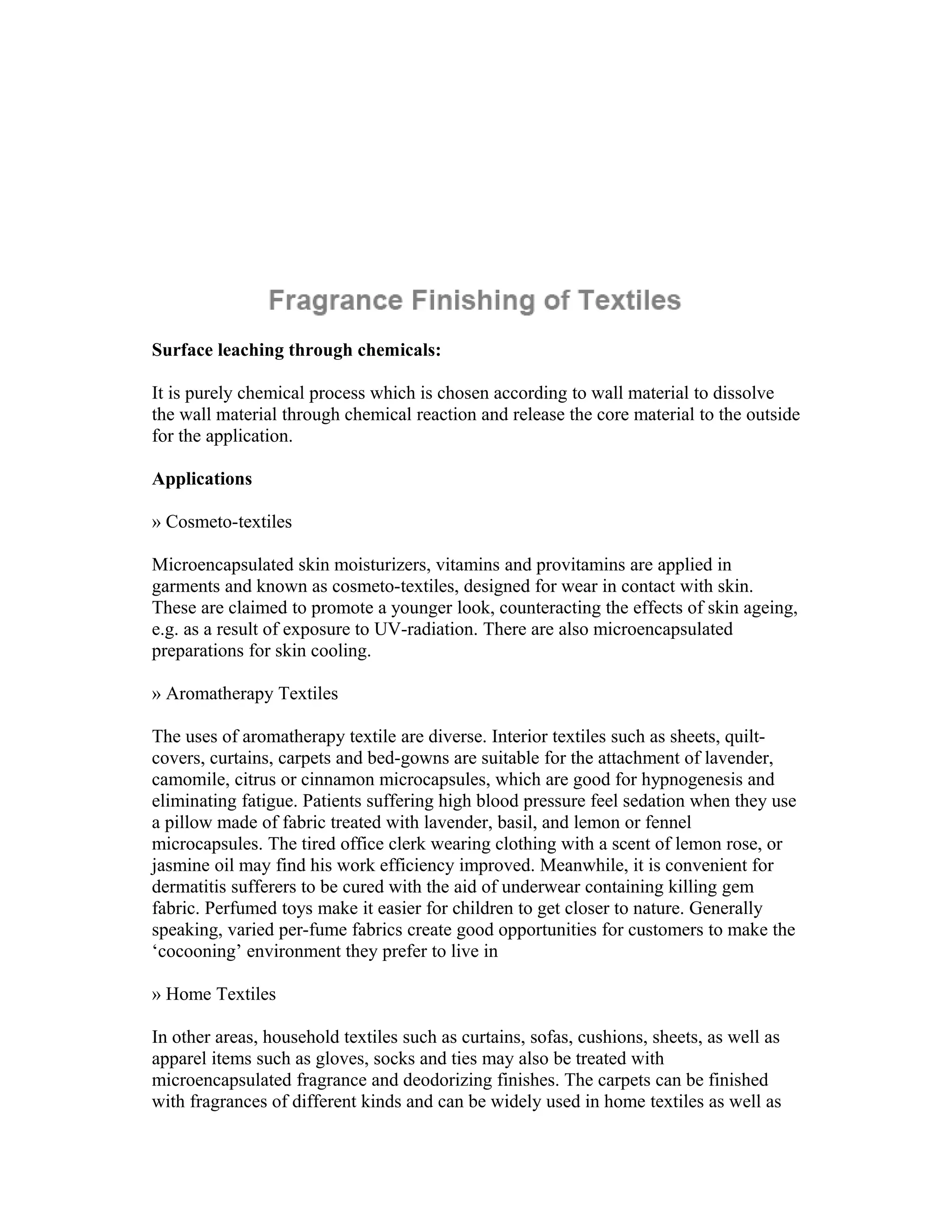 Fragrance finishes of textile | DOC