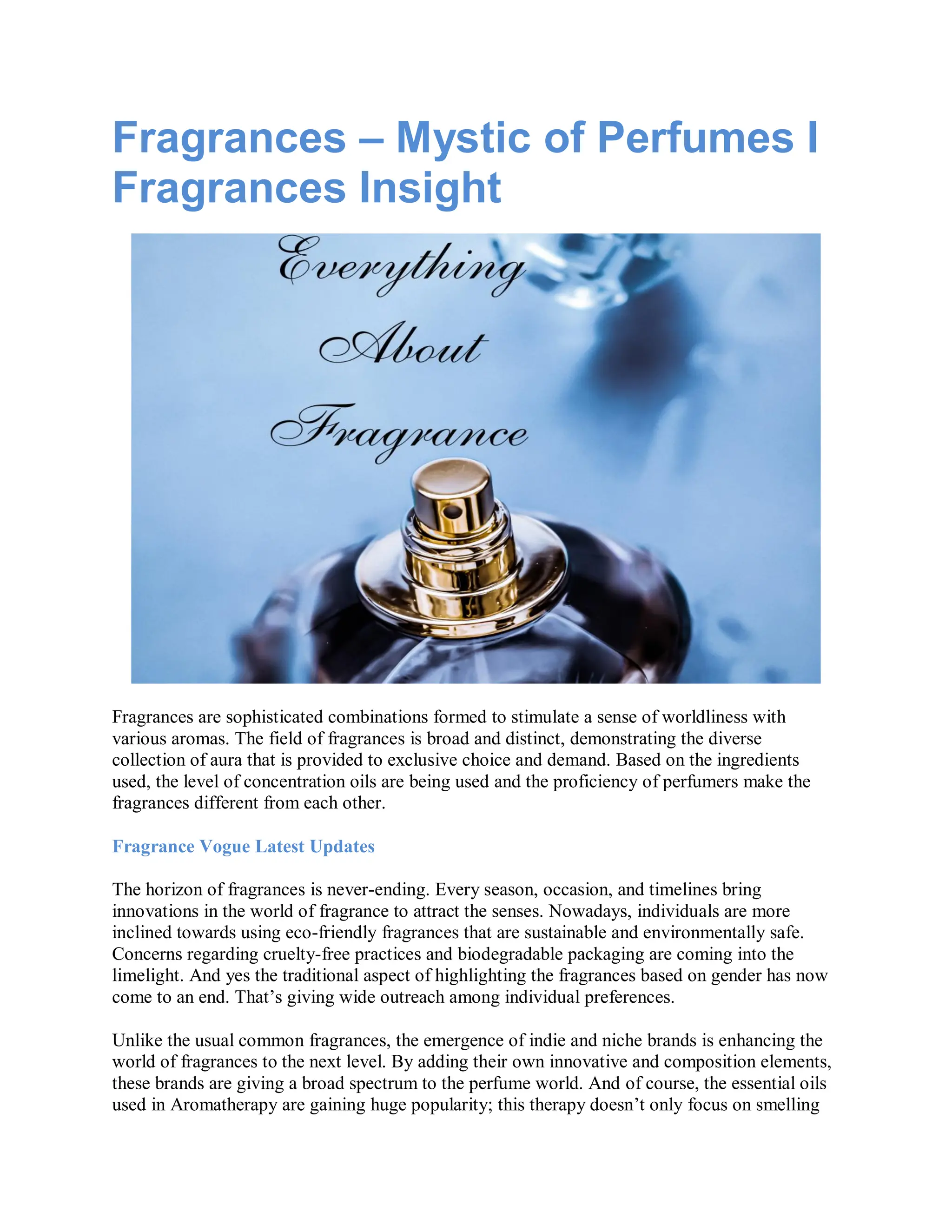Fragrances – Mystic of Perfumes I Fragrances Insight | PDF