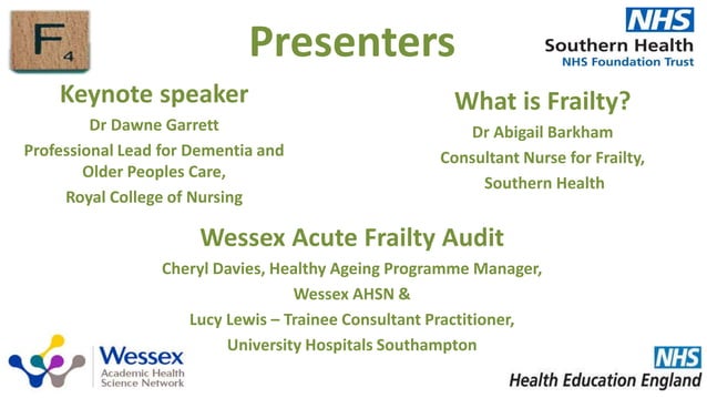 Slides from Focus on Frailty 2019 conference main plenary sessions | PPTX
