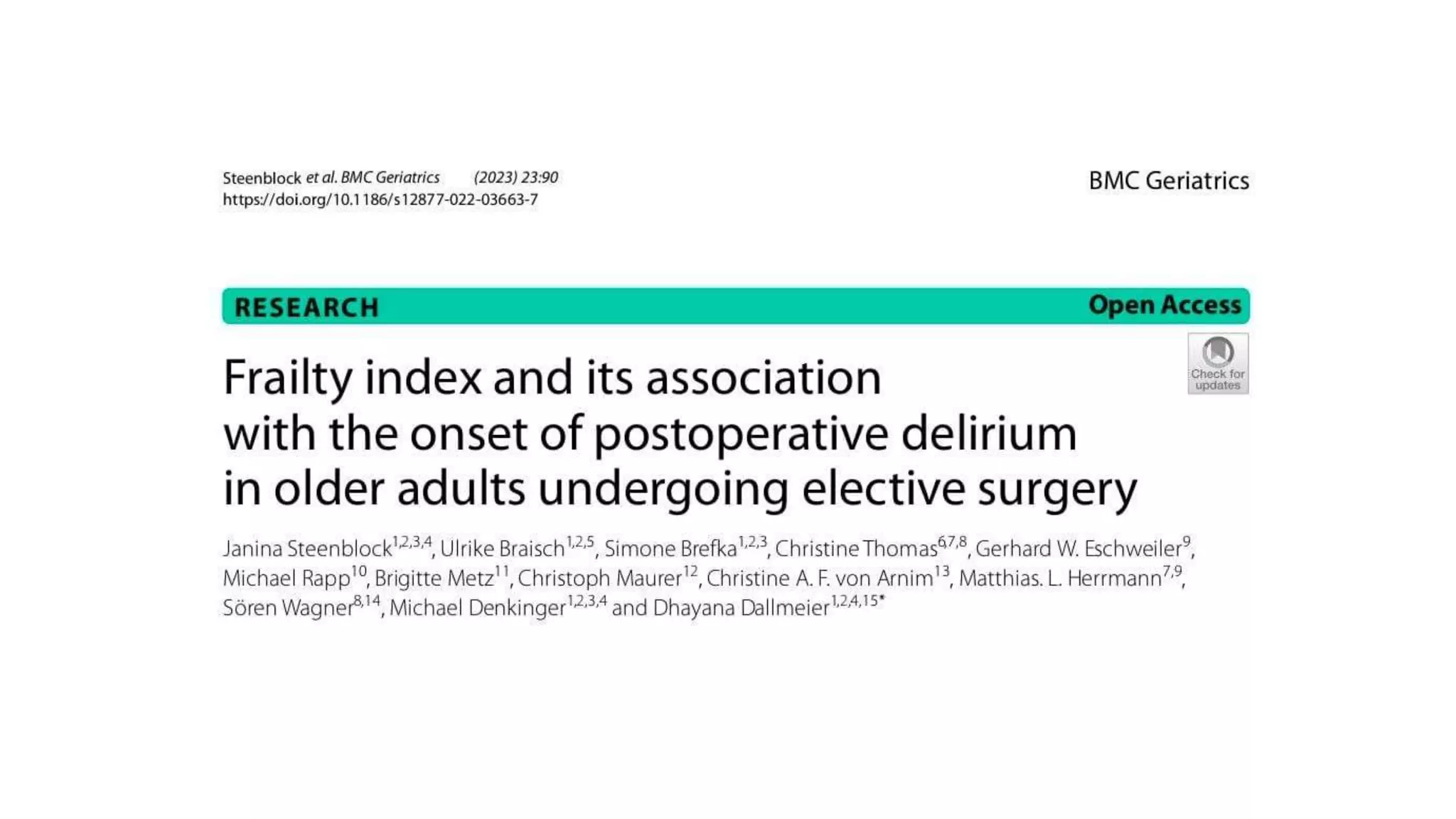 Frailty Index and Its Association with The Onset of Postoperative ...