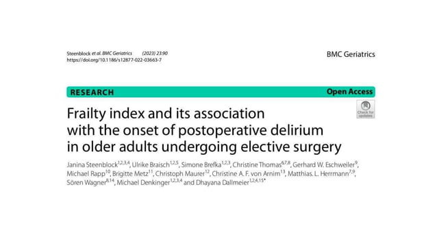 Frailty Index and Its Association with The Onset of Postoperative ...