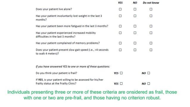 Frailty screening tool | PPTX | Physical Therapy | Wellness