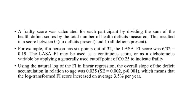 Frailty screening tool | PPTX | Physical Therapy | Wellness