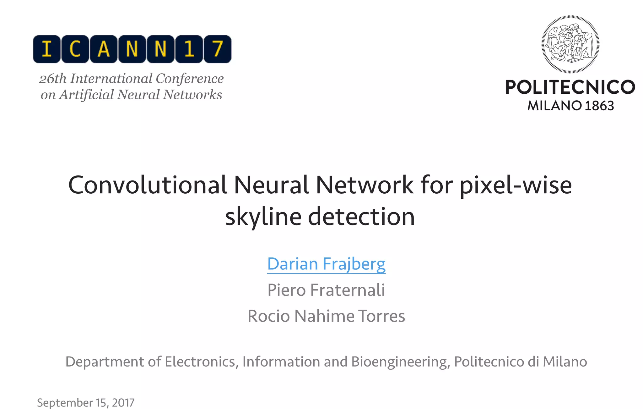 Convolutional Neural Network for pixel-wise skyline detection | PPT