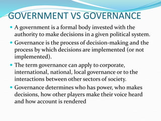 government to governance ' presentation | PPT