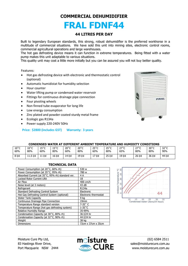 Fral fdnf44 spec sheet | PDF | Home Appliances | Home & Garden