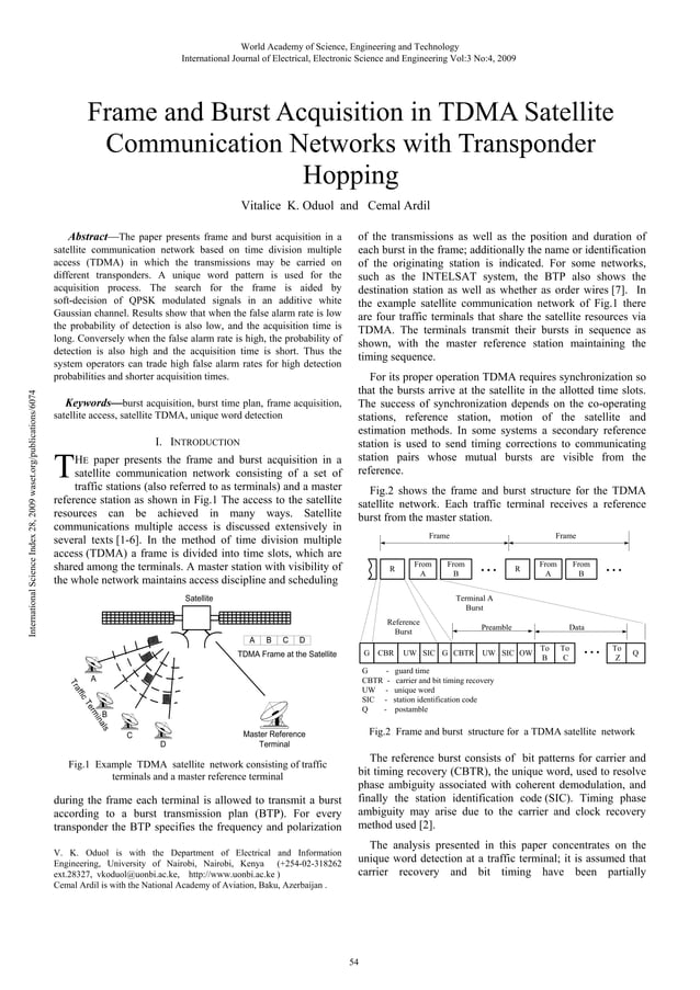 Frame and-burst-acquisition-in-tdma-satellite-communication-networks-with-transponder-hopping ...