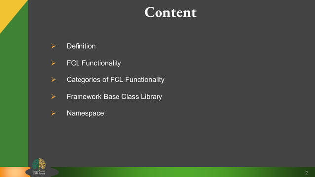 Frame class library and namespace | PPT