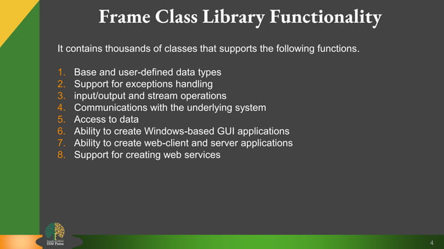 Frame class library and namespace | PPT