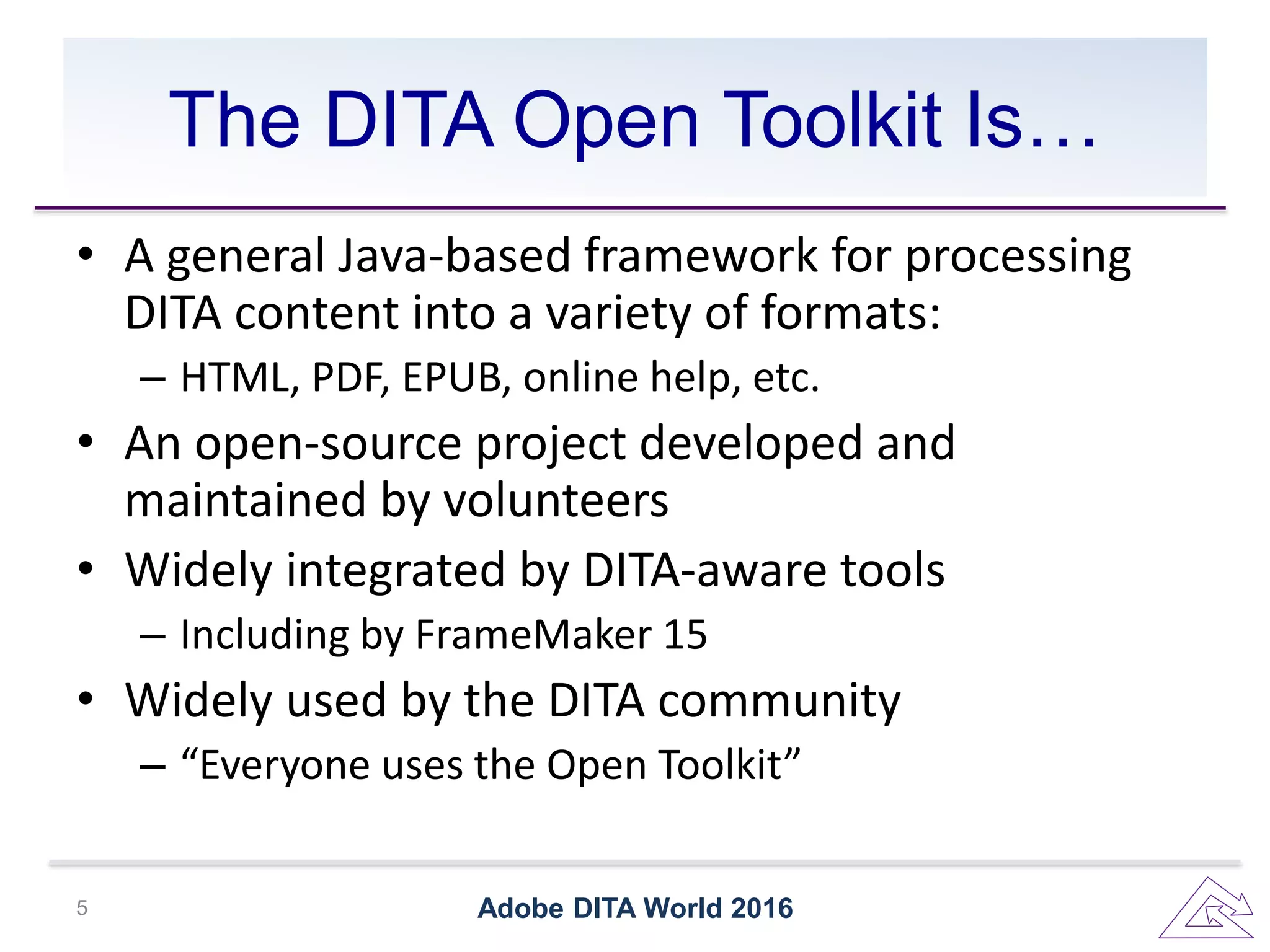 FrameMaker and the DITA Open Toolkit | PPTX