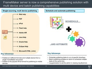 Launch Event FrameMaker 10 Overview | PPTX | Desktop Publishing | Computer Software and Applications