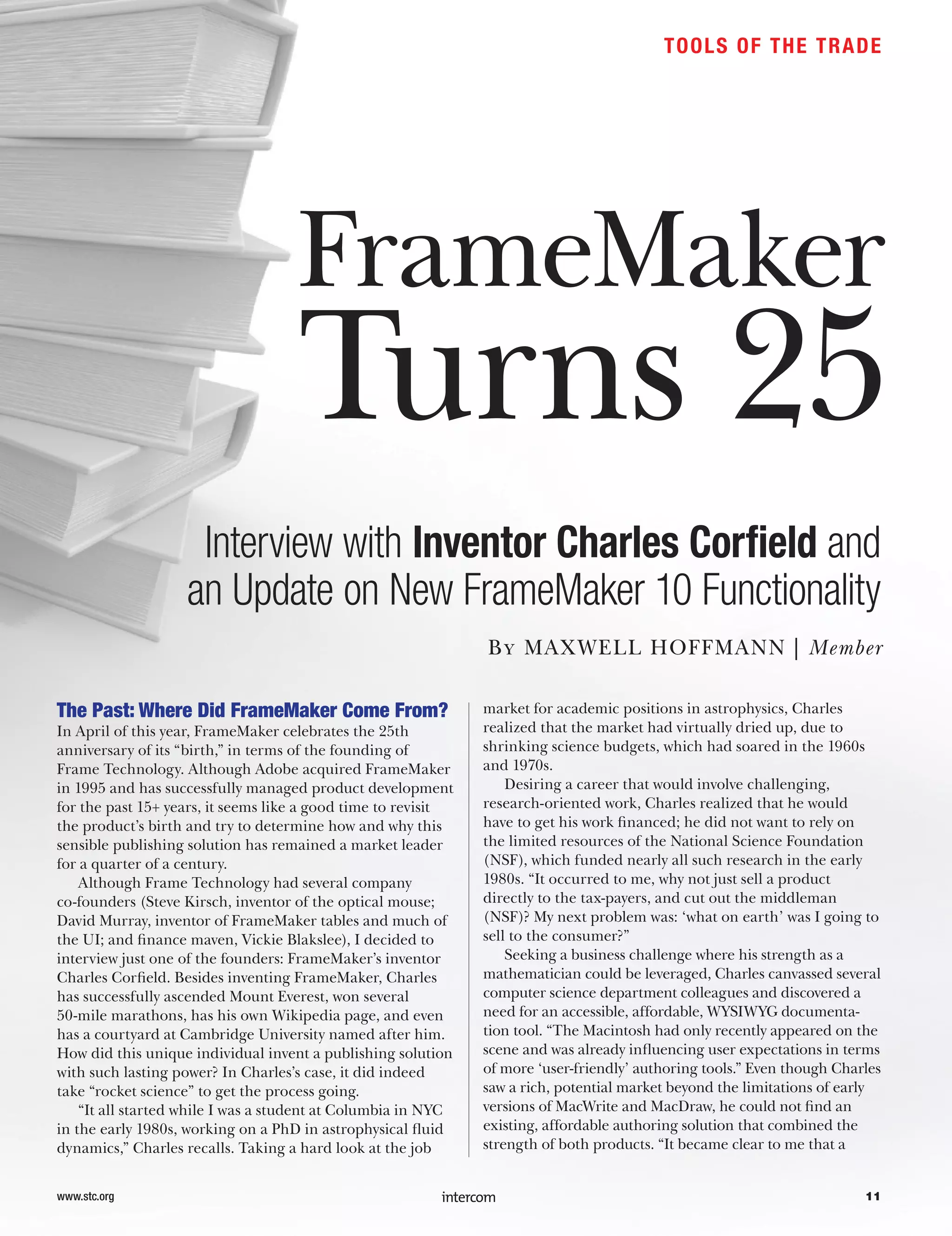 Frame Maker Turns 25 Maxwell Hoffmann (Interview With Inventor Charles ...