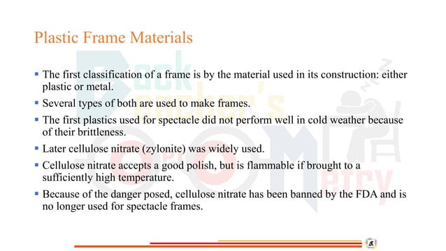 SPECTACLE FRAME MATERIALS by optom. Jithin Johney | PPTX