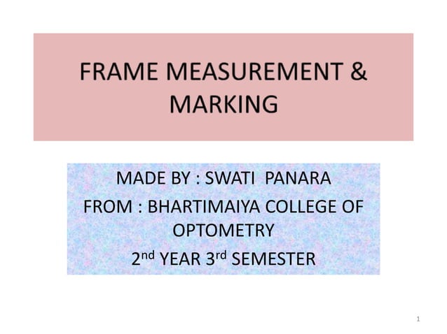 Frame measurement & marking | PPSX | Photography | Arts and Crafts