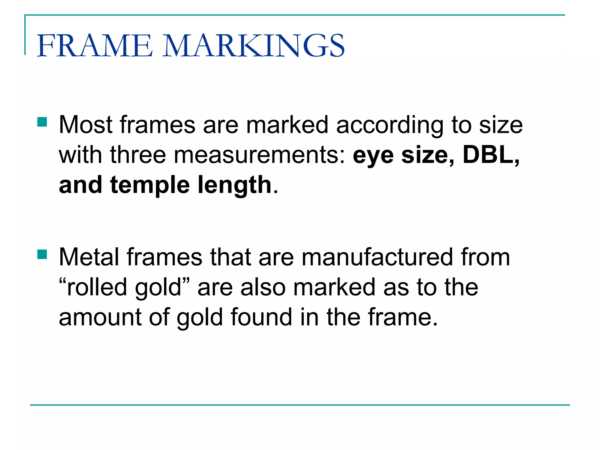 Frame measurementsand markings | PPT