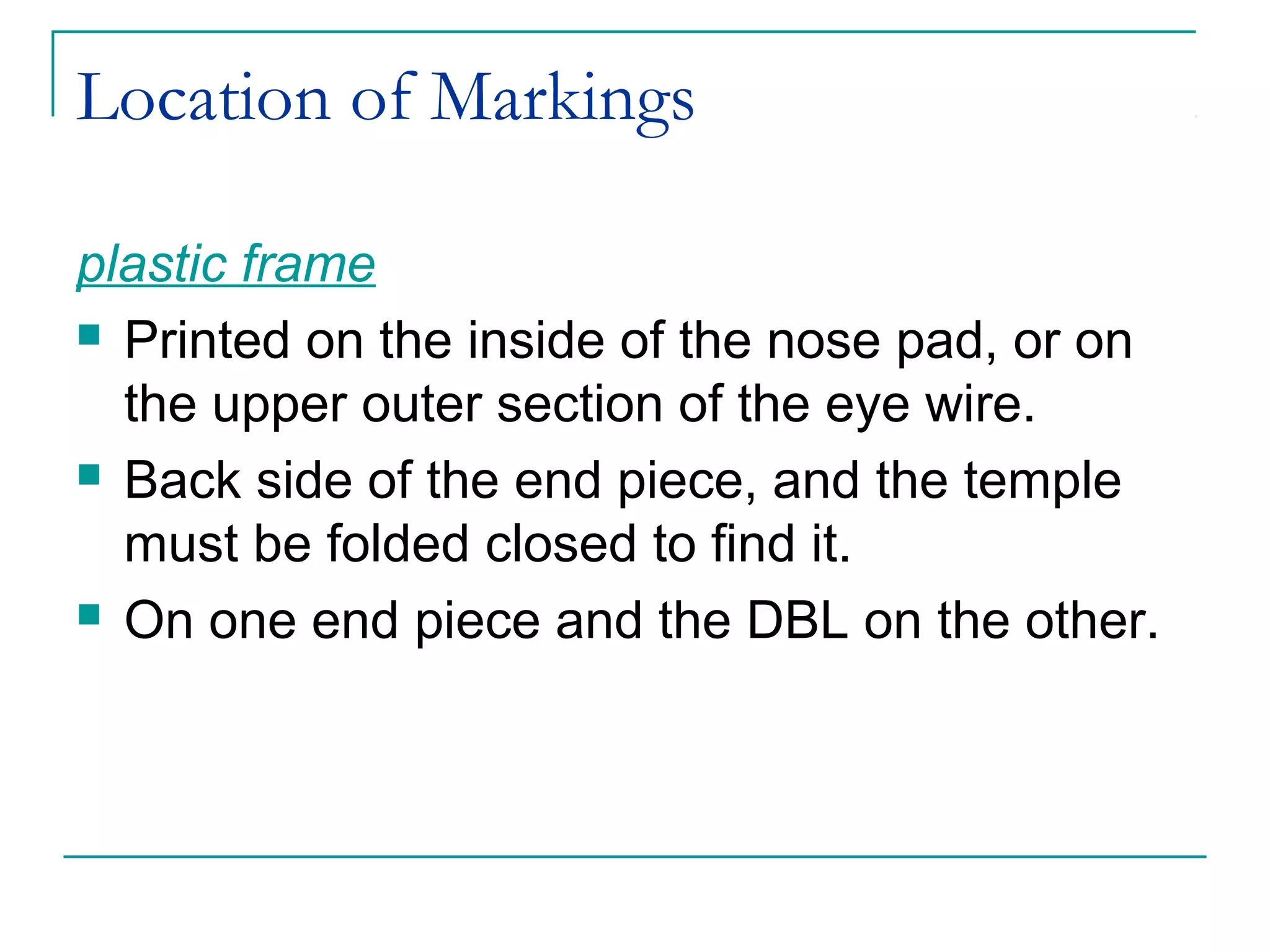 Frame measurementsand markings | PPT
