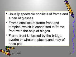 spectacle frame mountings and its types.pptx