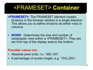 Frames.ppt | Web Design and HTML | Internet